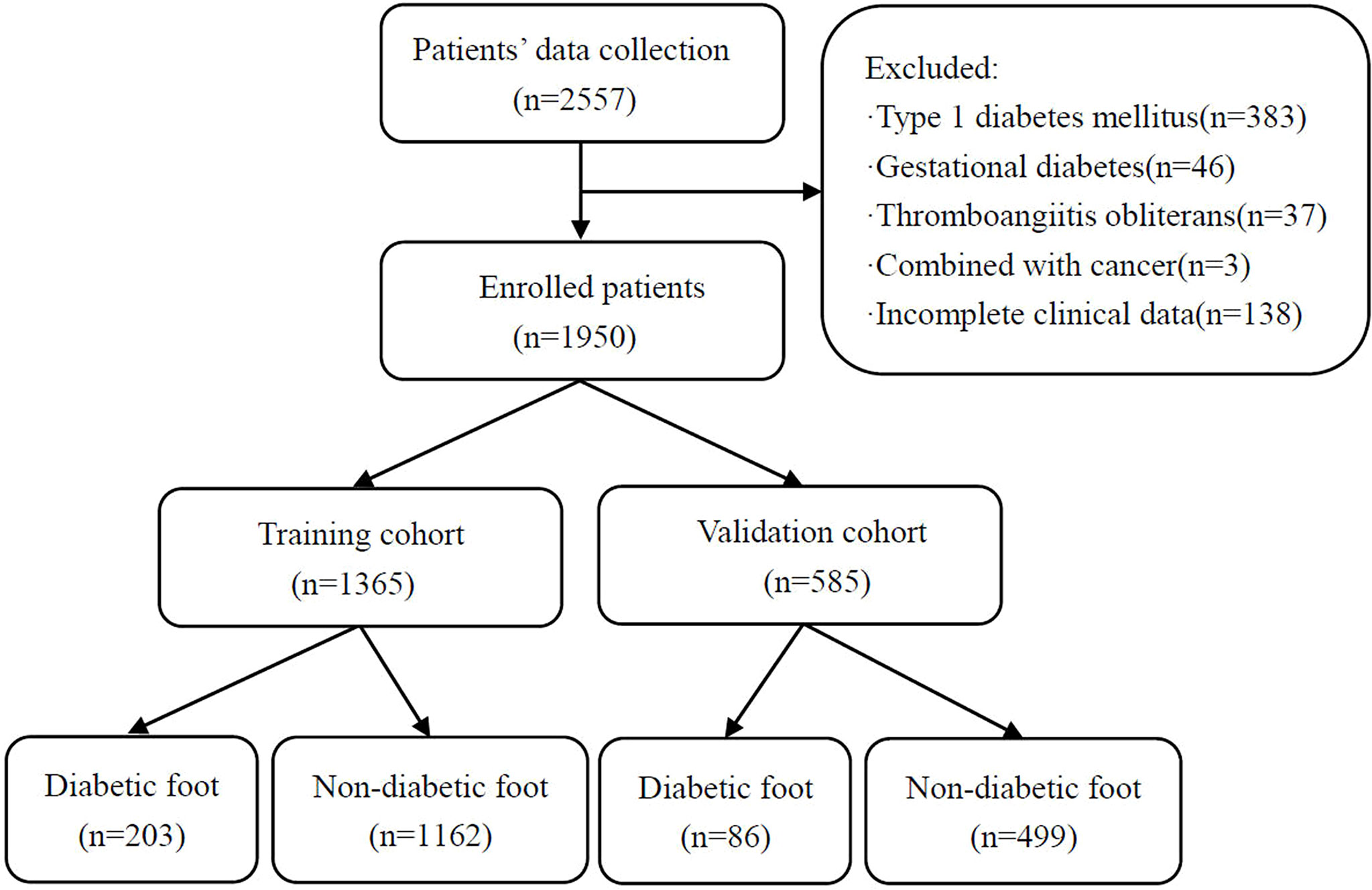 Frontiers Nomogram Prediction For The Risk Of Diabetic Foot In Patients With Type 2 Diabetes 